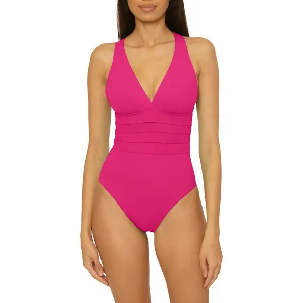 SOLUNA Sun Goddess Pleated One-piece Swimsuit - Hot Pink
