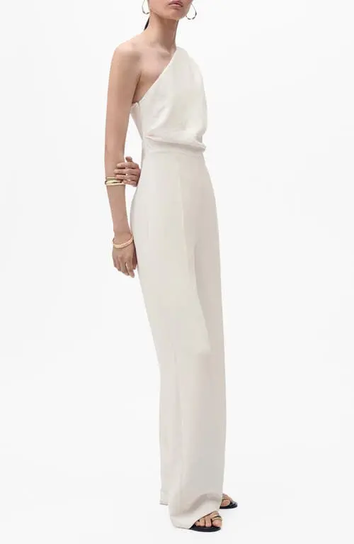 Mango One-shoulder Jumpsuit - Off White