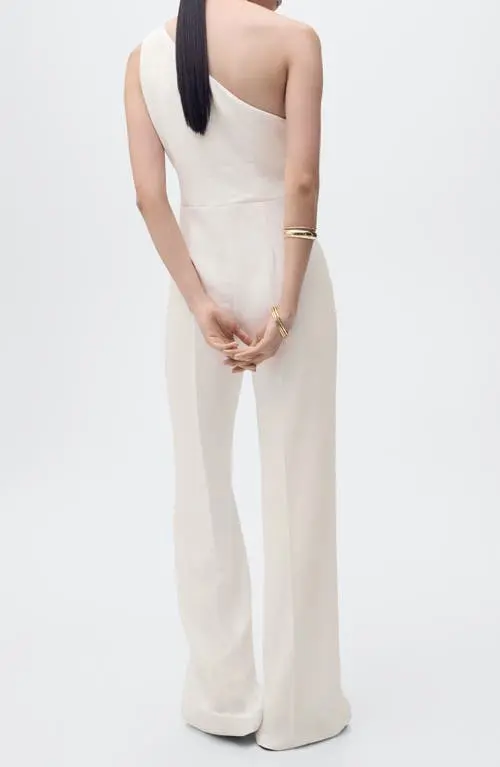 Mango One-shoulder Jumpsuit - Off White