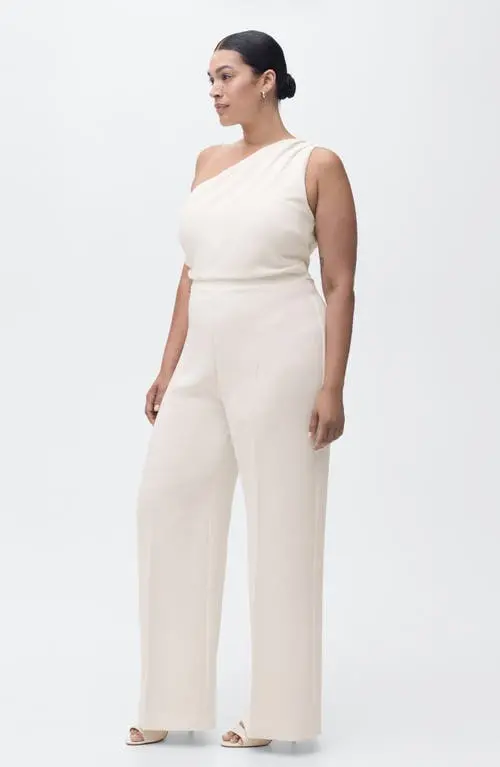 Mango One-shoulder Jumpsuit - Off White