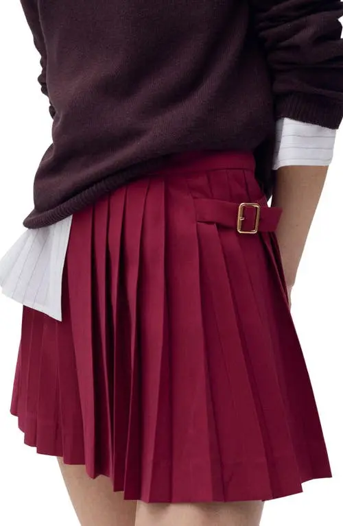 Mango Buckle Pleated Mini Skirt
