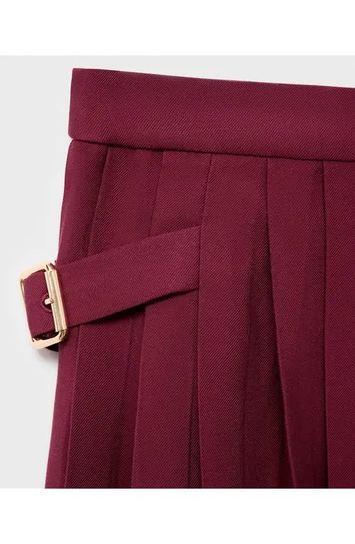 Mango Buckle Pleated Mini Skirt