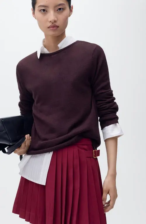 Mango Buckle Pleated Mini Skirt