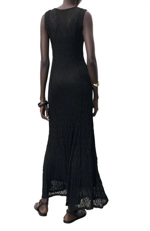 Mango Sleeveless Lace Midi Dress In Black - 45% Off | Editorialist