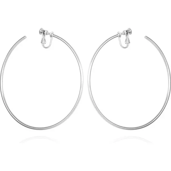 Vince Camuto Clip-on Hoop Earrings - Silver Tone
