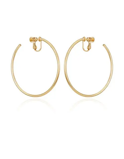 Vince Camuto Medium Clip-on Hoop Earrings - 14k Gold Plated
