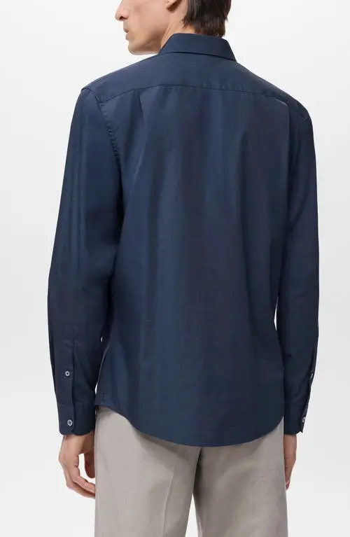 Mango Solid Regular Fit Button-up Shirt - Navy