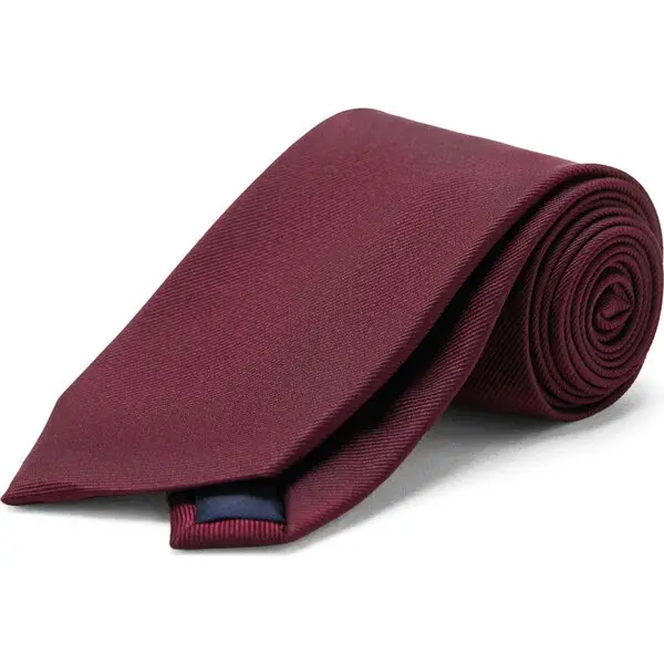 Mango Silk-blend Twill Tie - Burgundy