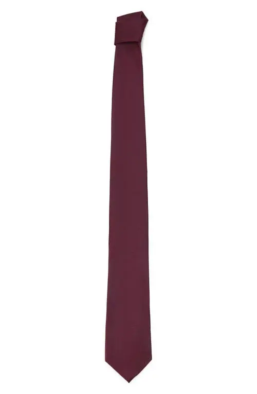 Mango Silk-blend Twill Tie - Burgundy
