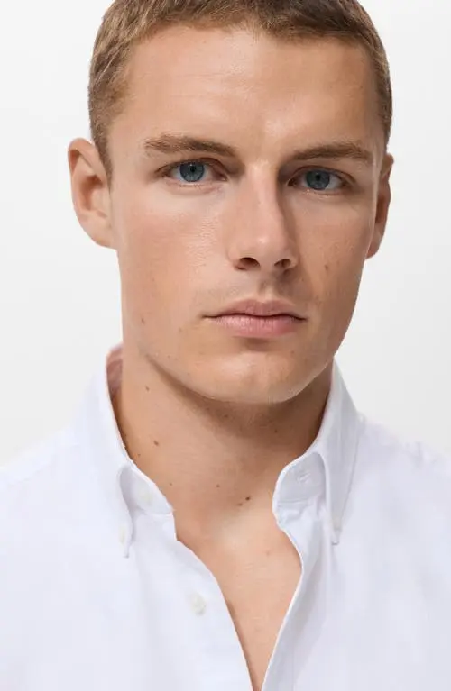 Mango Regular Fit Oxford Button-down Shirt - White