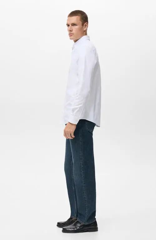 Mango Regular Fit Oxford Button-down Shirt - White