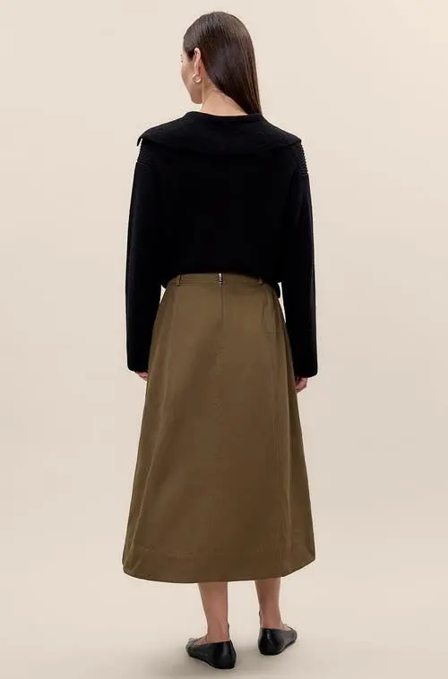 Rebecca Taylor Aria Twill Mid-calf Skirt