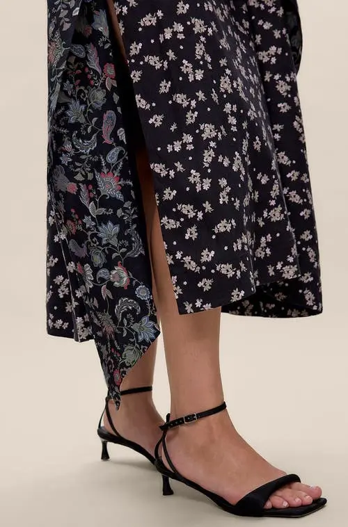 Rebecca Taylor Aurelia Stretch Linen Tea Length Dress