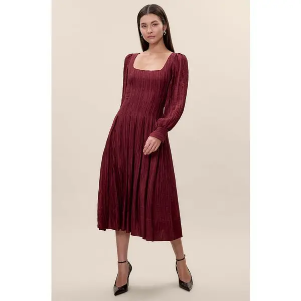 Rebecca Taylor Olivia Mid-calf Length Dress - Sangria