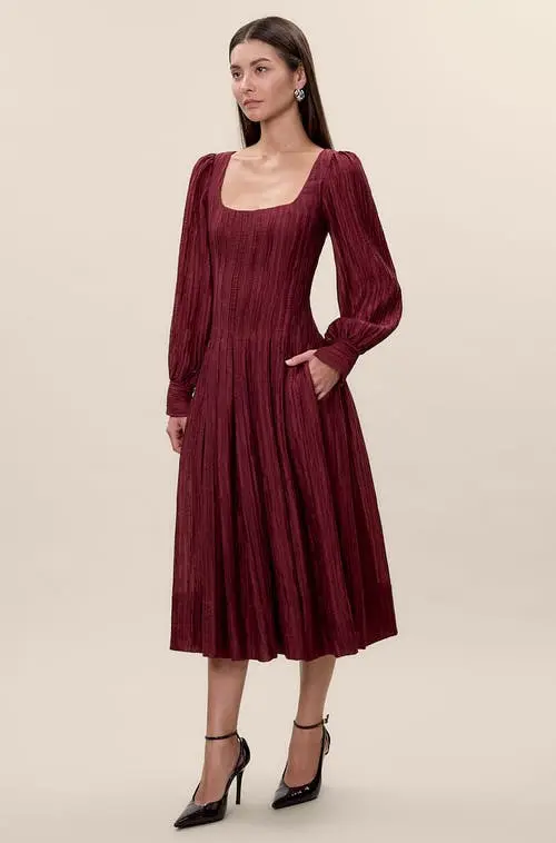 Rebecca Taylor Olivia Mid-calf Length Dress - Sangria