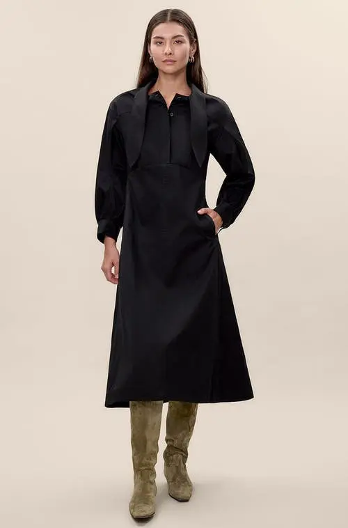 Rebecca Taylor Elspeth Twill Midi Dress - Black
