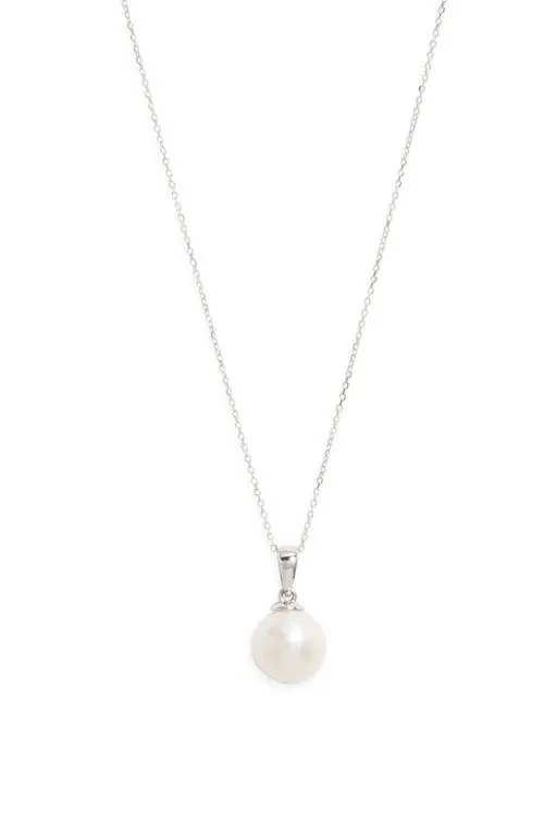 Nordstrom Freshwater Pearl Pendant Necklace - White- 14k White Gold