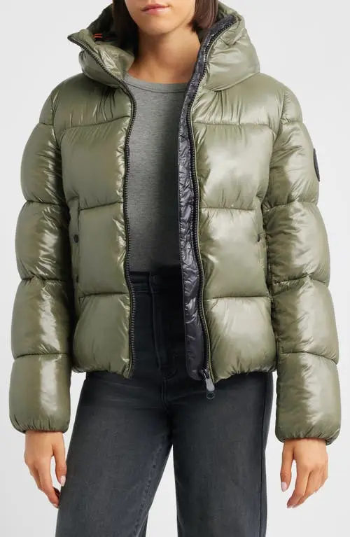 SAVE THE DUCK Biddy Water Repellent Hooded Puffer Jacket - Laurel Green