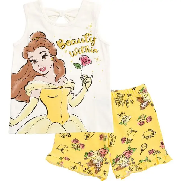 Disney Tank Top And French Terry Shorts Set - Belle White White