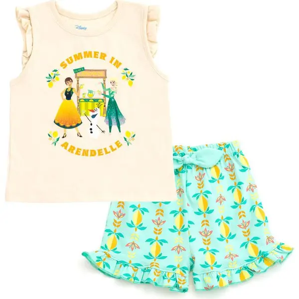 Disney Tank Top And French Terry Shorts Set - Frozen Off White