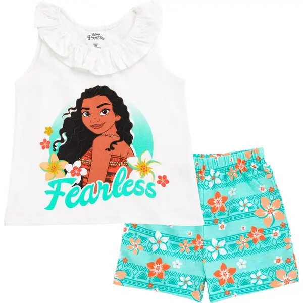 Disney Tank Top And French Terry Shorts Set - Moana White