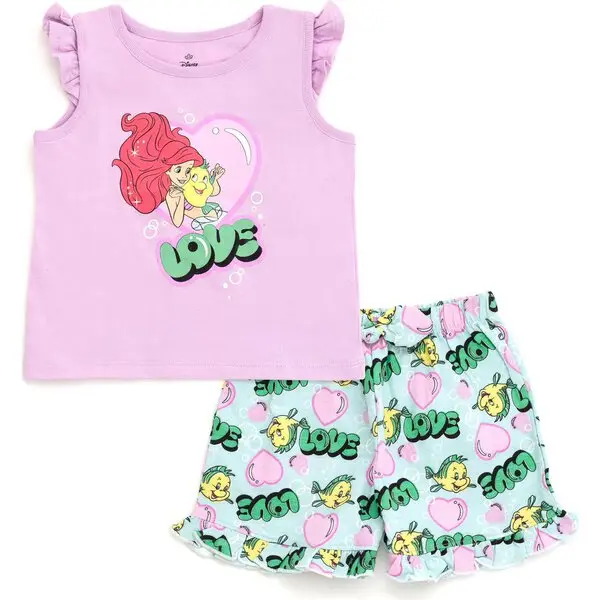 Disney Tank Top And French Terry Shorts Set - Princess Ariel Purple Purple