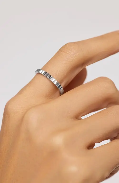 ANA LUISA Solid White Gold Slim Nova Ring