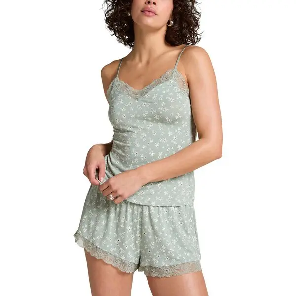 Hunkemoller Lace Jersey Pyjama Set - Hkm Green