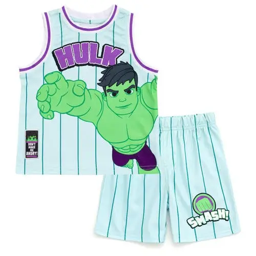 MARVEL Spider-man Athletic Tank Top & Shorts Set - Mint Green/ The Hulk
