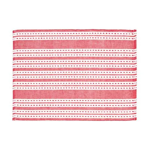 C&F HOME Warner Scarlet Woven Placemats Set Of 6 Stripe - Red