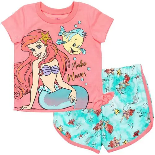 Disney Princess T-shirt & Shorts Set - Princess Ariel Pink Pink
