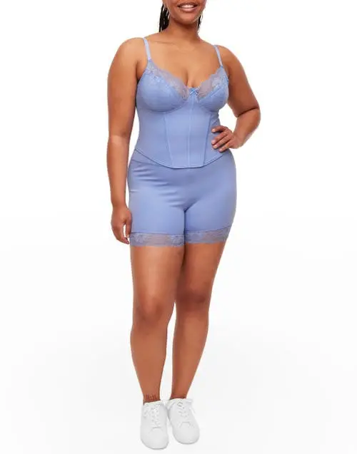 ADORE ME Juleetta Corset Cami Top And Biker Shorts Set - Medium Blue