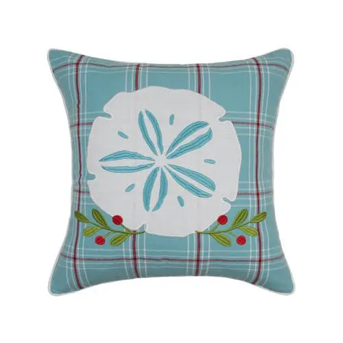 C&F HOME Plaid Sand Dollar Christmas Throw Pillow - Blue