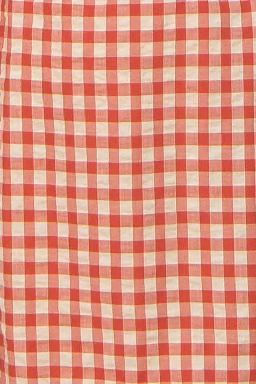 PINKBLUSH Gingham Smocked Midi Dress - Rust