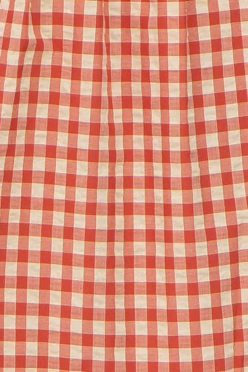 PINKBLUSH Gingham Smocked Midi Dress - Rust