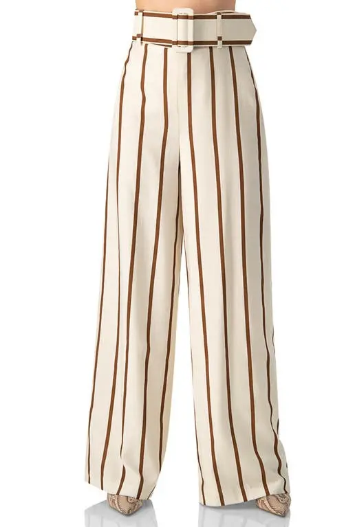 IVONNE Striped Wide-leg Pants With Belt
