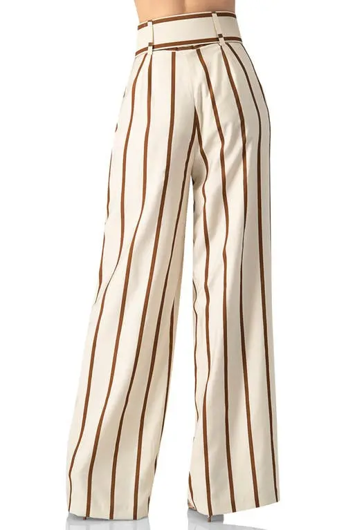 IVONNE Striped Wide-leg Pants With Belt