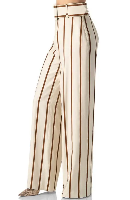 IVONNE Striped Wide-leg Pants With Belt