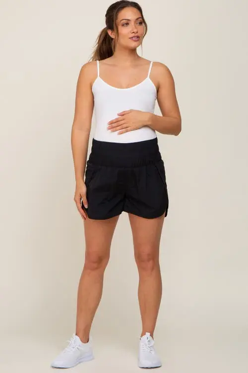 PINKBLUSH Curved Hem Maternity Active Shorts