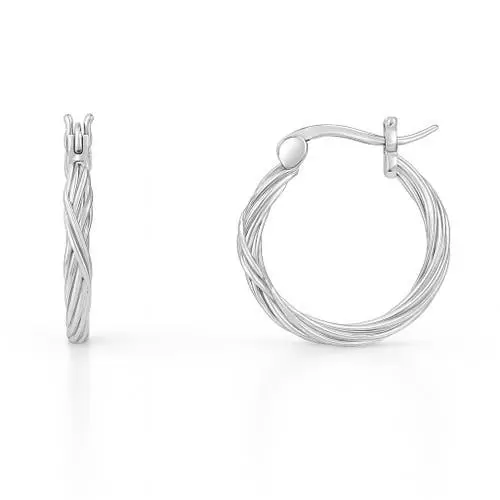 DONATELLO GIAN Sterling Braided Hoop Earrings - Silver