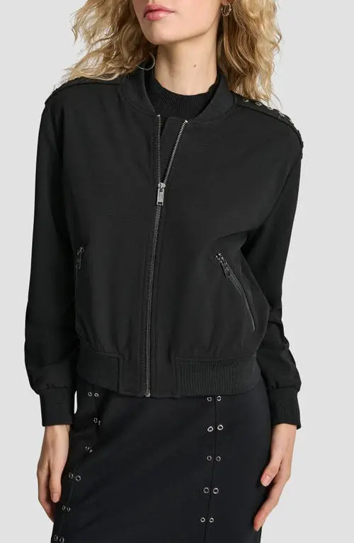 Dkny Grommet-trim Scuba Crepe Bomber Jacket