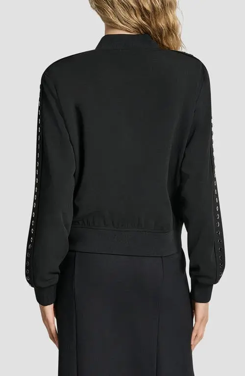 Dkny Grommet-trim Scuba Crepe Bomber Jacket