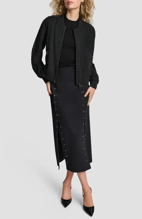 Dkny Grommet-trim Scuba Crepe Bomber Jacket