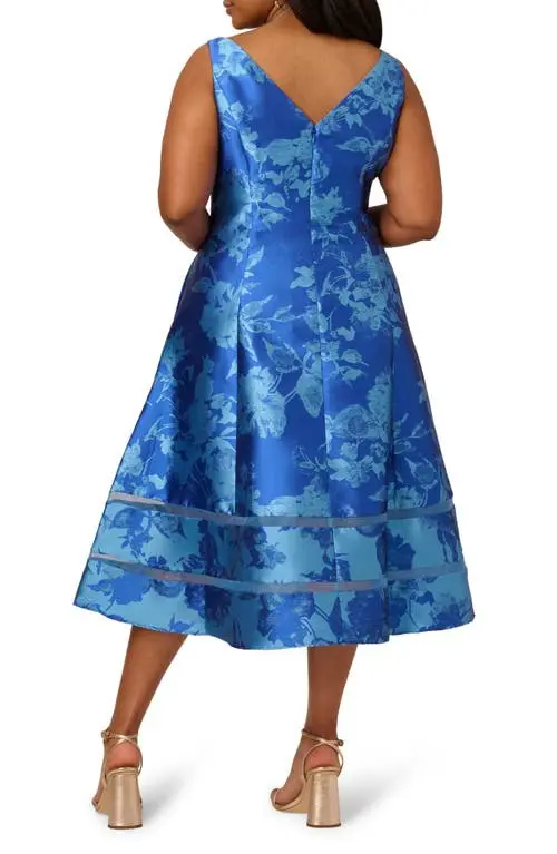 Adrianna Papell Metallic Floral Jacquard Fit & Flare Cocktail Dress