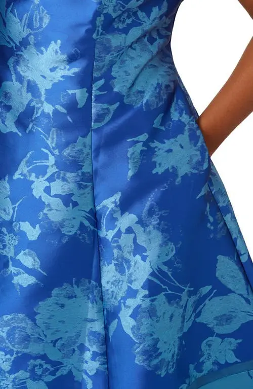Adrianna Papell Metallic Floral Jacquard Fit & Flare Cocktail Dress