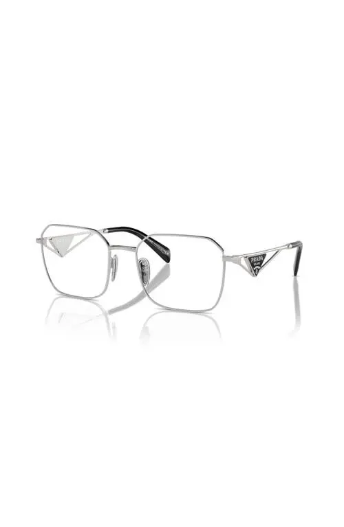 Prada 55mm Irregular Optical Glasses - Silver