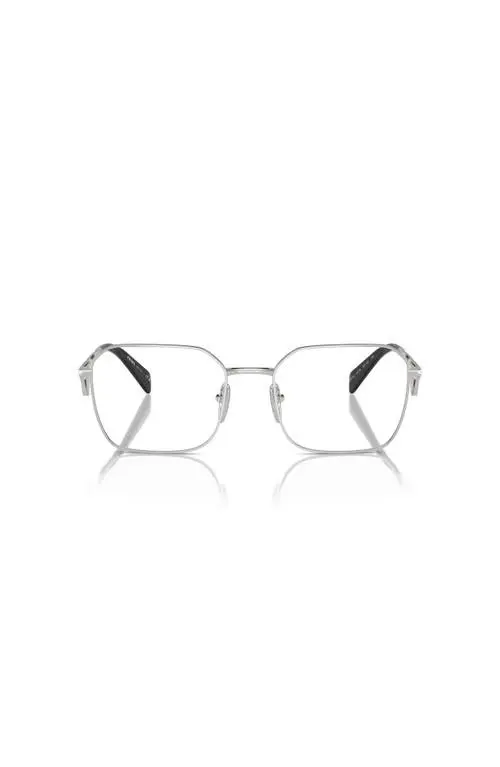 Prada 55mm Irregular Optical Glasses - Silver