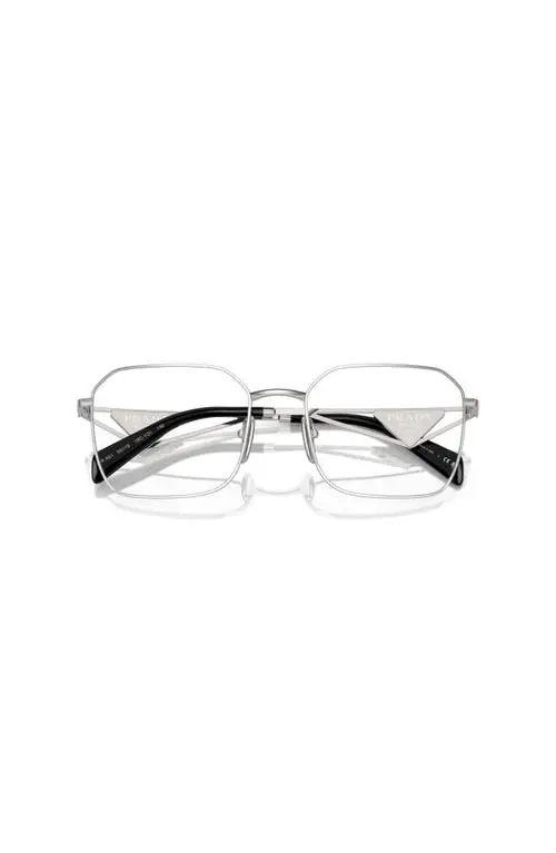 Prada 55mm Irregular Optical Glasses - Silver