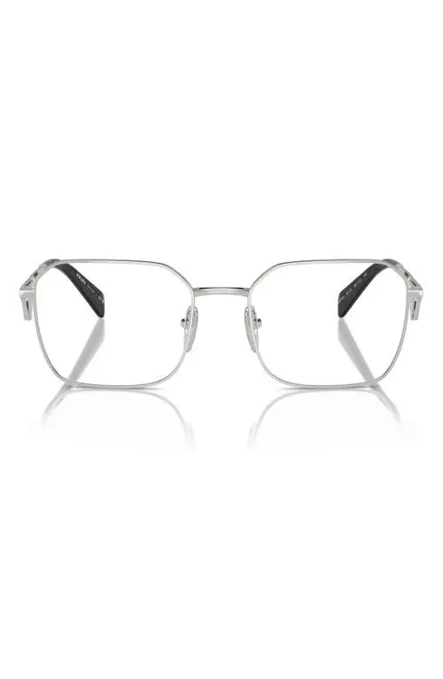 Prada 55mm Irregular Optical Glasses - Silver