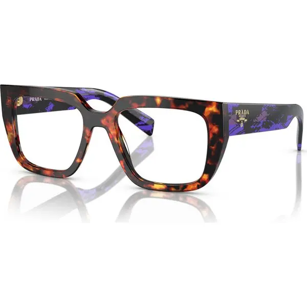 Prada 52mm Irregular Optical Glasses - Brown Purple